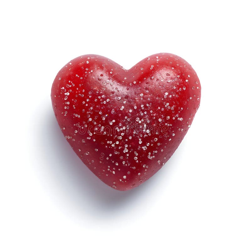 Heart-Shaped Candy with Sugar Crystals Isolated on White - Realistic ...