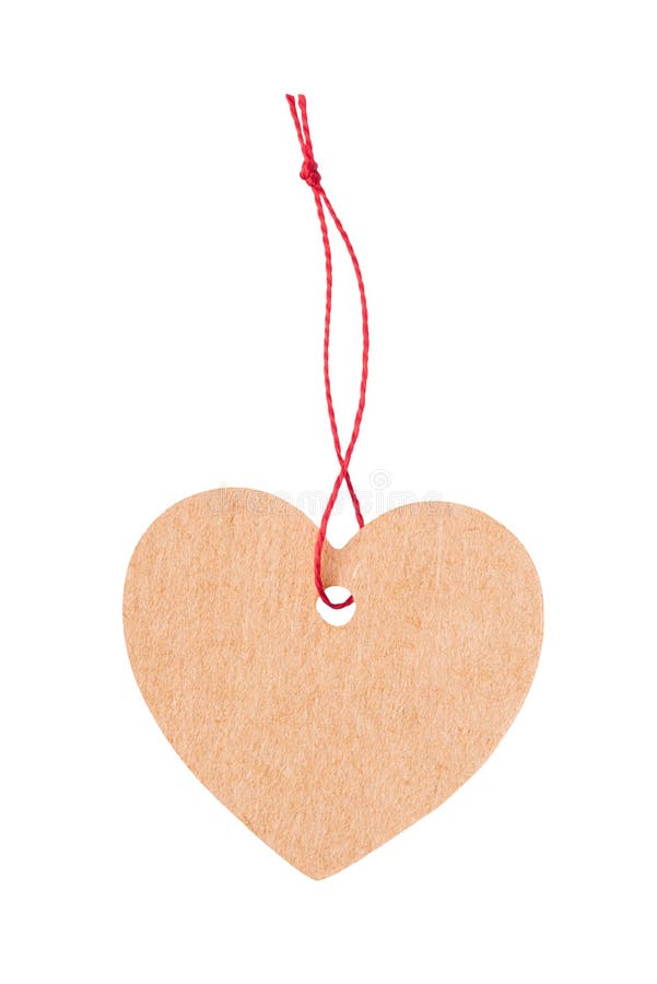 Heart-Shaped Cardboard Tag with Red String on White Background Stock ...