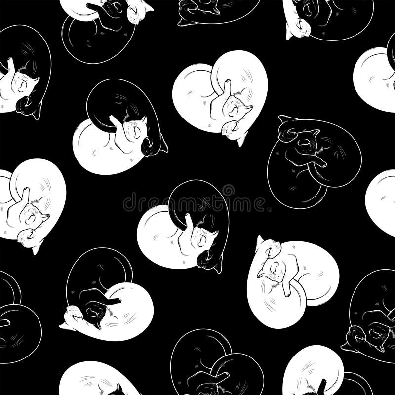 Heart shaped cats pattern stock vector. Illustration of beast - 261572828