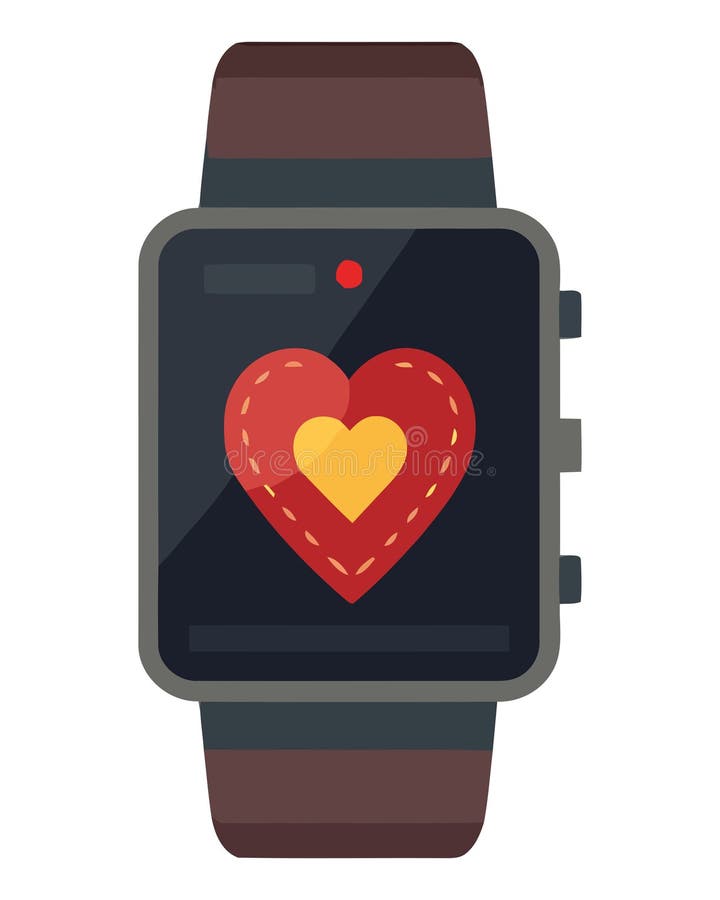 Heart Shaped on Cheerful Smartwatch Stock Vector - Illustration of ...