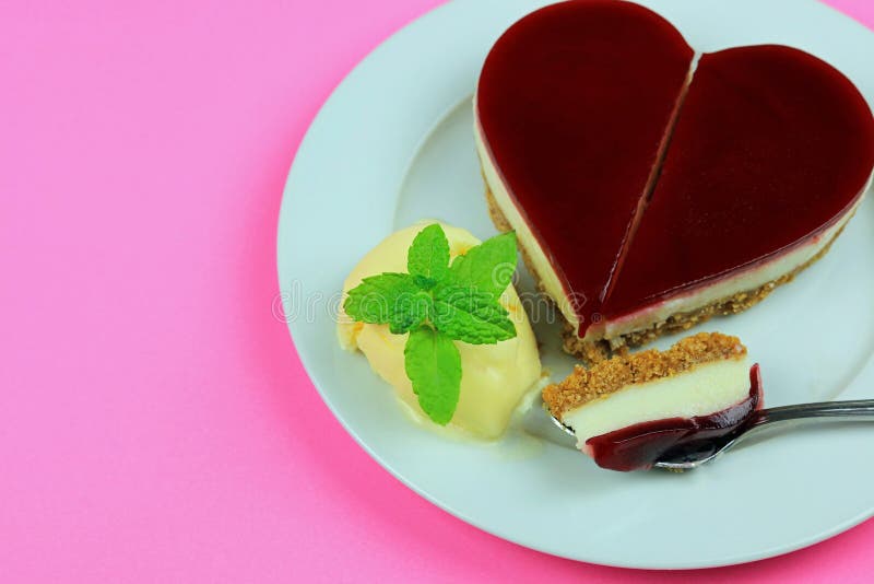 A Heart Shaped Cheesecake Dessert Stock Photo - Image of shaped ...
