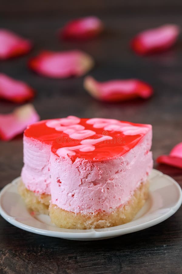 Heart Shaped Cheesecake with Strawberry Jelly Stock Photo - Image of ...
