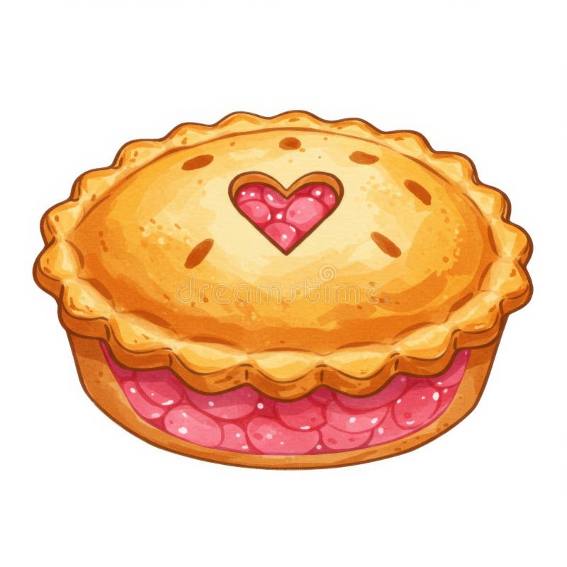Heart Shaped Cherry Pie Illustration Stock Illustration - Illustration ...