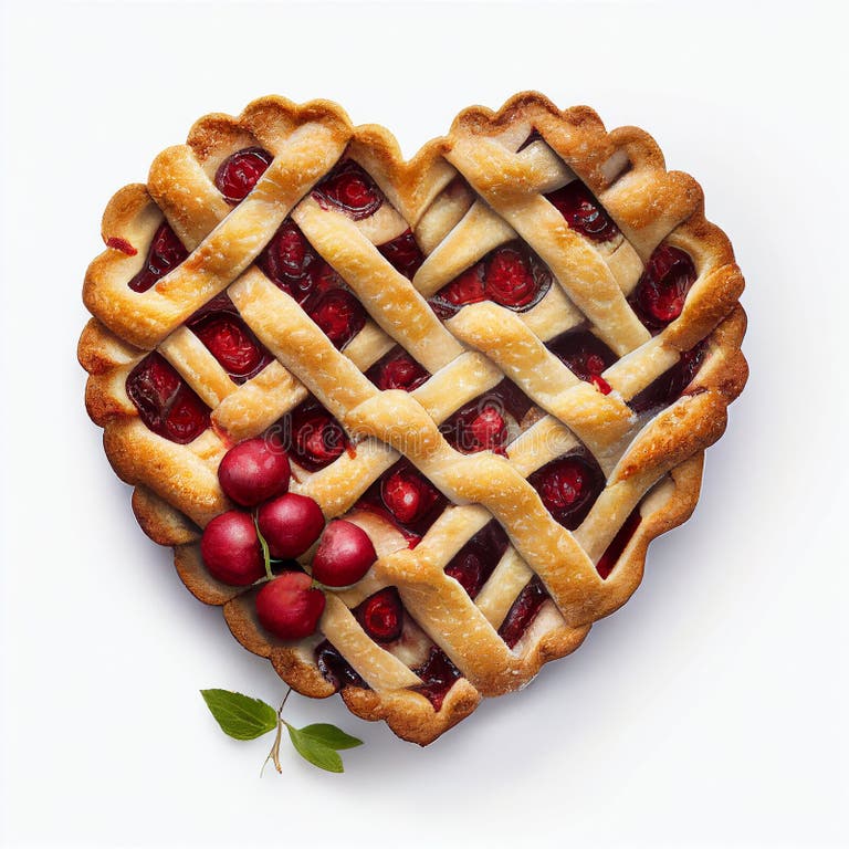Heart Shaped Cherry Pie with Lattice Stock Illustration - Illustration ...