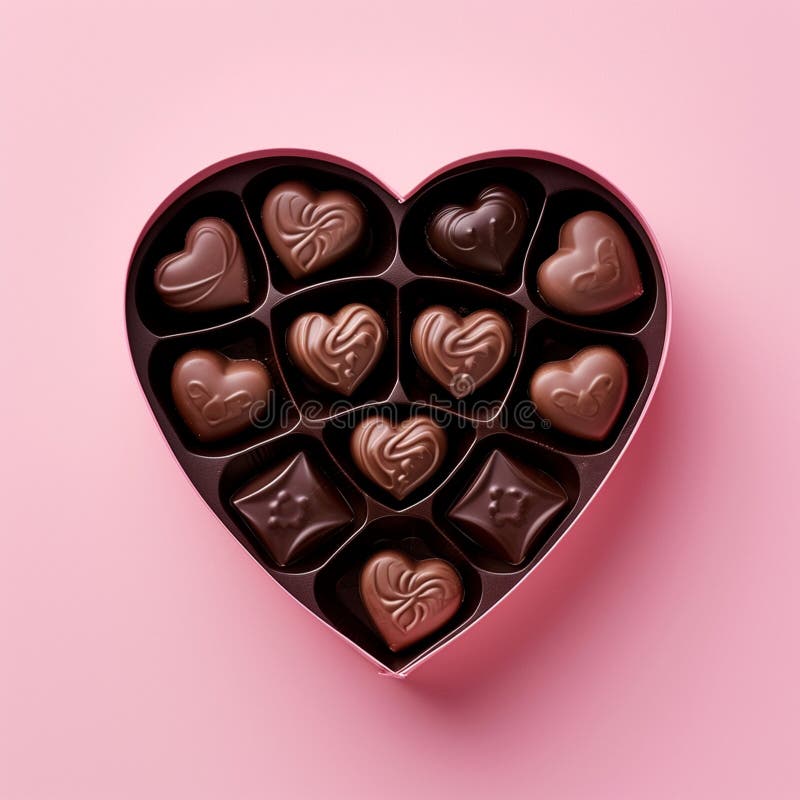 Heart-shaped Chocolate Box Filled with Assorted Heart-shaped Chocolates ...