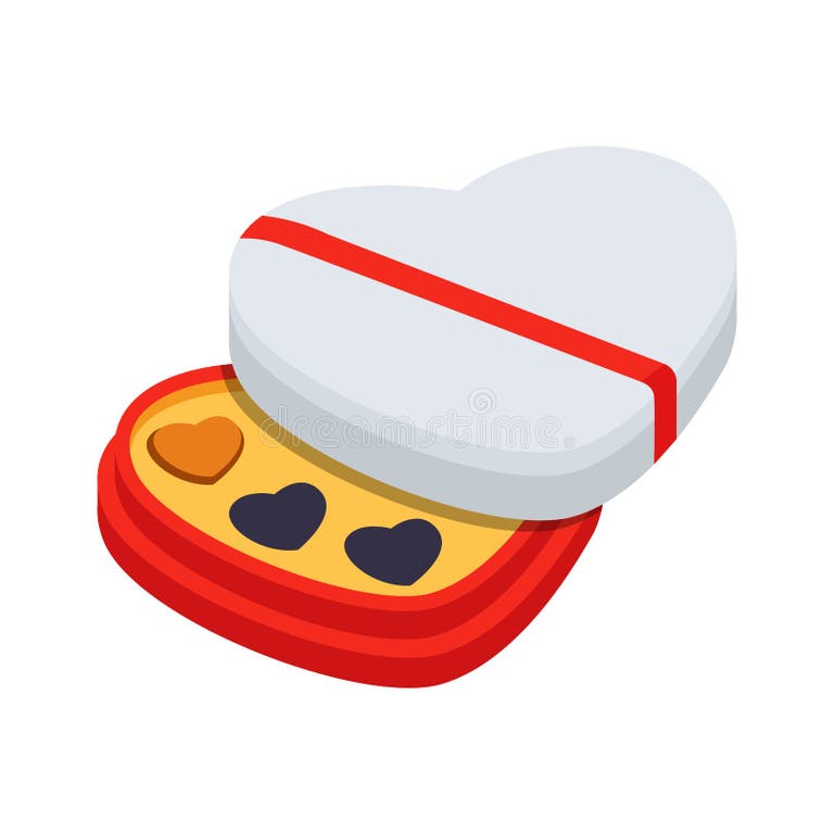 Heart Shaped Chocolate Box, Icon of Chocolate Gift Stock Vector ...