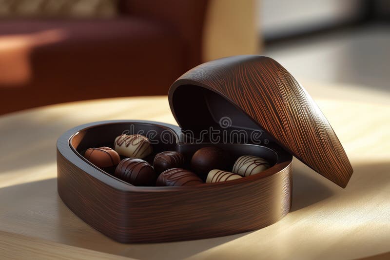 Heart-Shaped Chocolate Box: Shared Sweets and Intimate Moment Stock ...