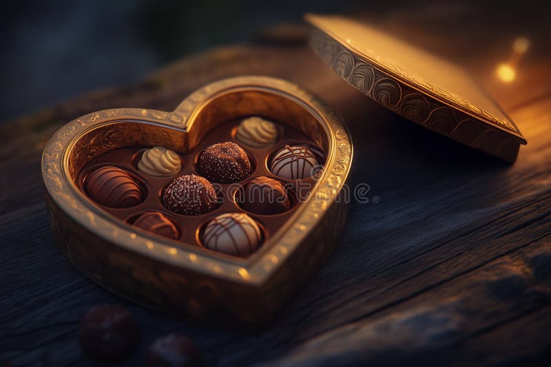 Heart-Shaped Chocolate Box: Shared Sweets and Intimate Moment Stock ...