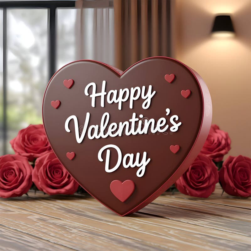 Heart-Shaped Chocolate Box with Valentine S Day Stock Illustration ...