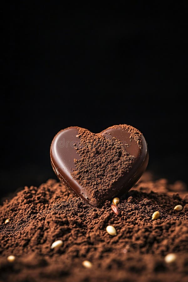 Heart Shaped Chocolate Candy in Cocoa Powder High Quality Image Stock ...
