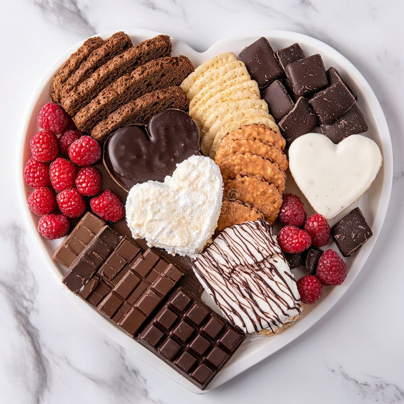 Heart Shaped Chocolate and Cookie Platter Stock Image - Image of ...