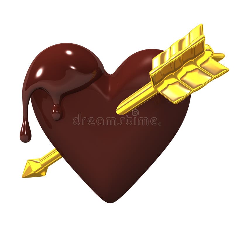 Heart-shaped Chocolate with Golden Arrow Stock Illustration ...