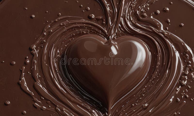 Heart-shaped Chocolate Object with Glossy Surface and Swirling ...