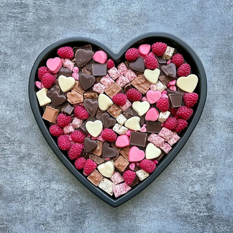 Heart Shaped Chocolate Raspberry Candy Assortment Stock Photos - Free ...