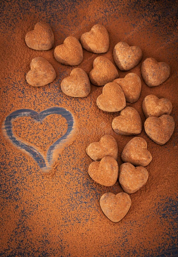 Heart Shaped Chocolate Truffles Stock Image - Image of powder, surprise ...