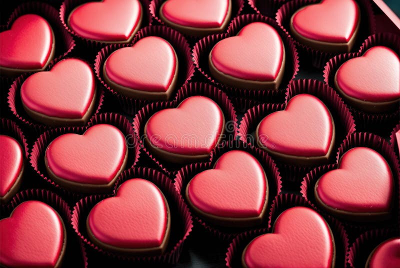 Heart-Shaped Chocolates in a Box Stock Image - Image of generated ...