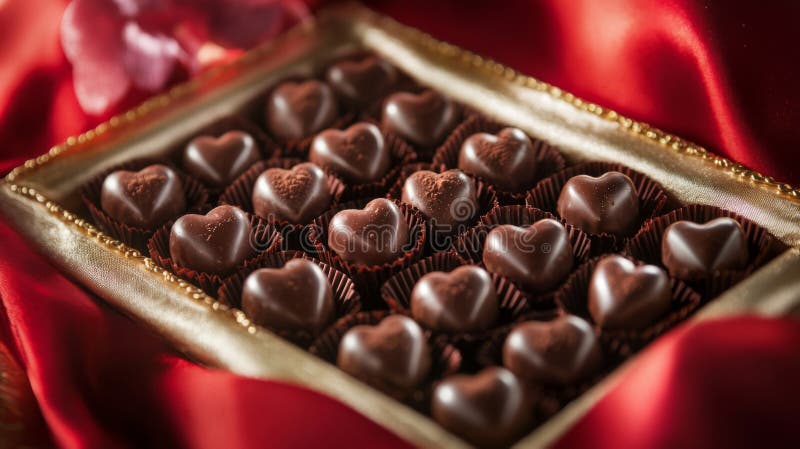 Heart Shaped Chocolates in Elegant Red Box Stock Illustration ...