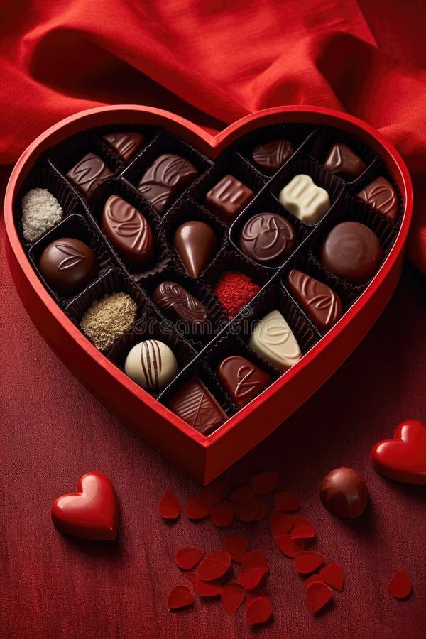 Heart-shaped Chocolates in a Red Box Stock Illustration - Illustration ...