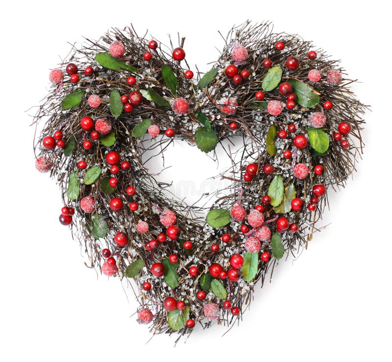 Heart Shaped Christmas Garland Stock Image - Image of white, wreath ...