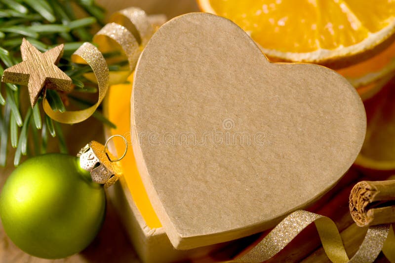 Heart-shaped Christmas Present Stock Photo - Image of branch, festive ...