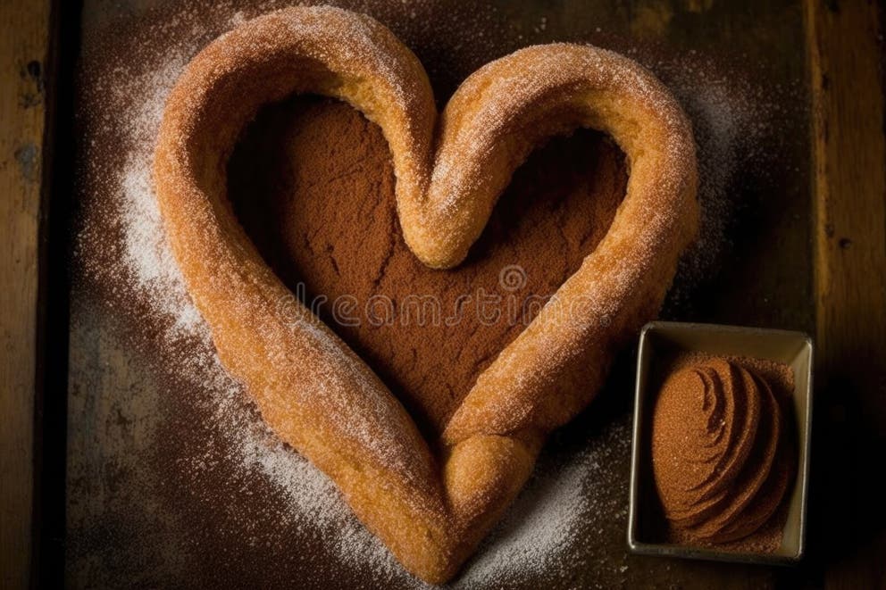 Heart-shaped Churro with a Heart Drawn in Cinnamon Sugar on the Side ...