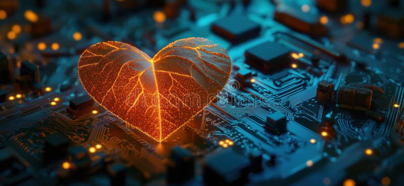 Heart Shaped Circuit Board Design Symbolizing Technology and Love ...