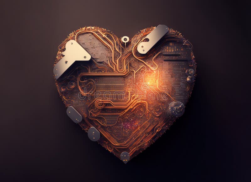 Heart Shaped Circuit Board, Generative Ai Stock Illustration ...