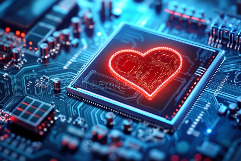 Circuit Board Blue Neon Glow Red Center Stock Photos - Free & Royalty ...