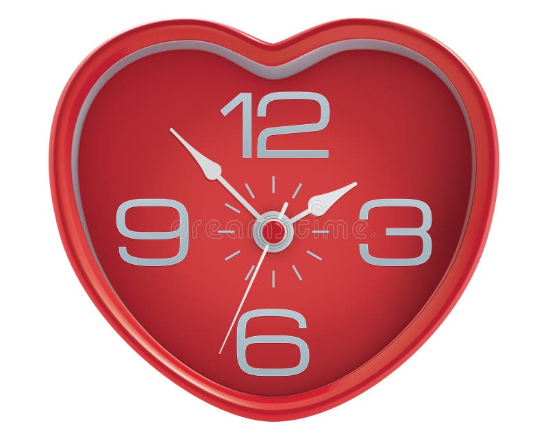 Clock with Heart Shaped stock illustration. Illustration of reminder ...