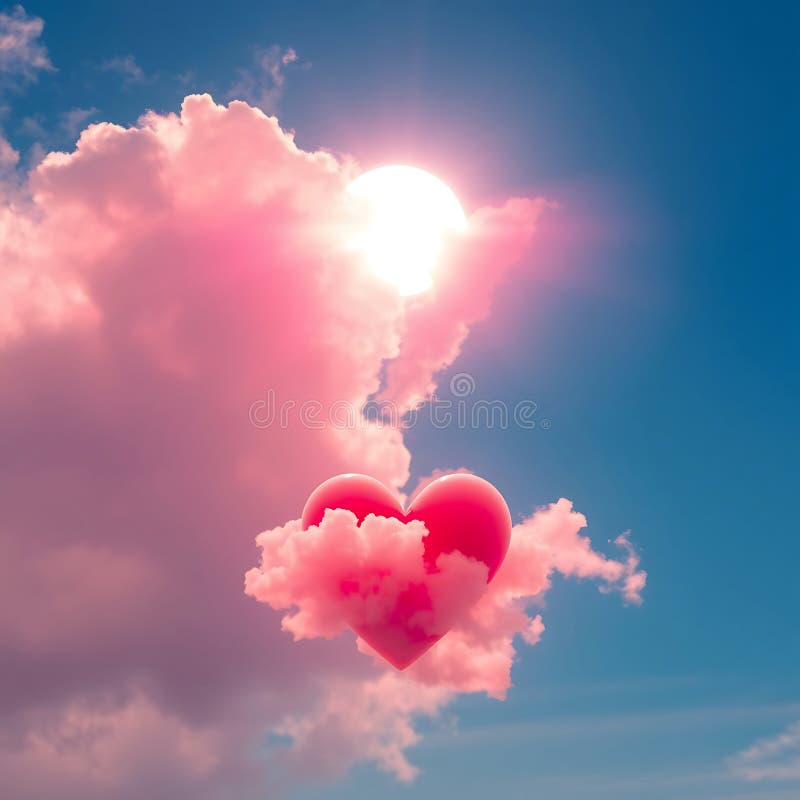 Heart shaped cloud stock illustration. Illustration of valentines ...
