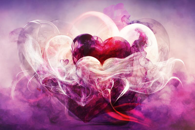 Abstract Heart Shaped Cloud, Beautiful Magic Smoke Heart. Stock ...
