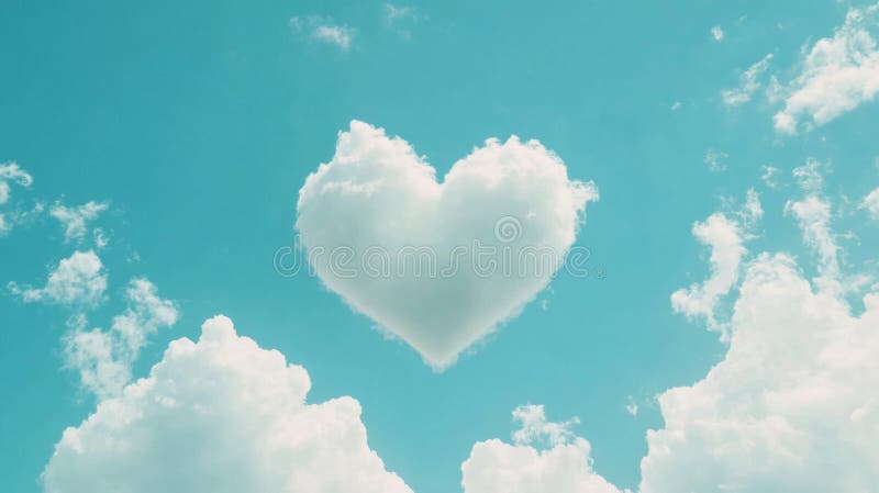 Heart Shaped Cloud in a Blue Sky Stock Illustration - Illustration of love, fluffy: 364947361