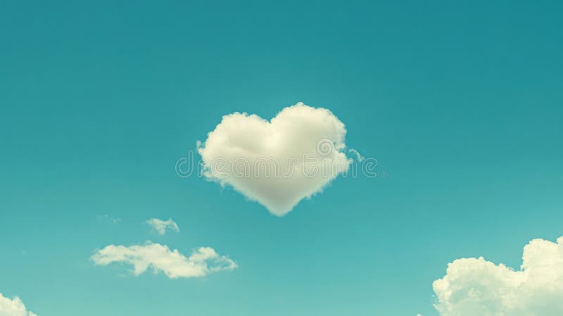 Heart Shaped Cloud in a Blue Sky Stock Illustration - Illustration of ...