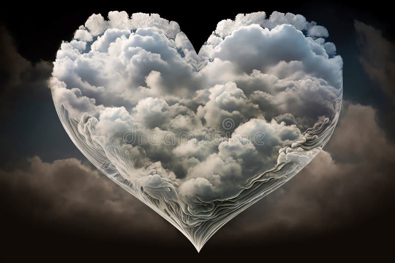Heart Shaped Cloud in the Blue Sky. White Cloud in Shape of Heart. Love ...