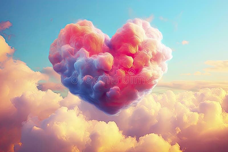 Heart Shaped Cloud Heart Shaped Clouds Heart in the Sky Stock Illustration - Illustration of ...