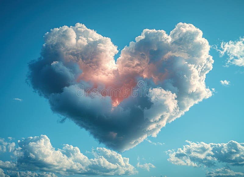 Heart-shaped Cloud Floating in a Bright Blue Sky with Soft Sunlight ...