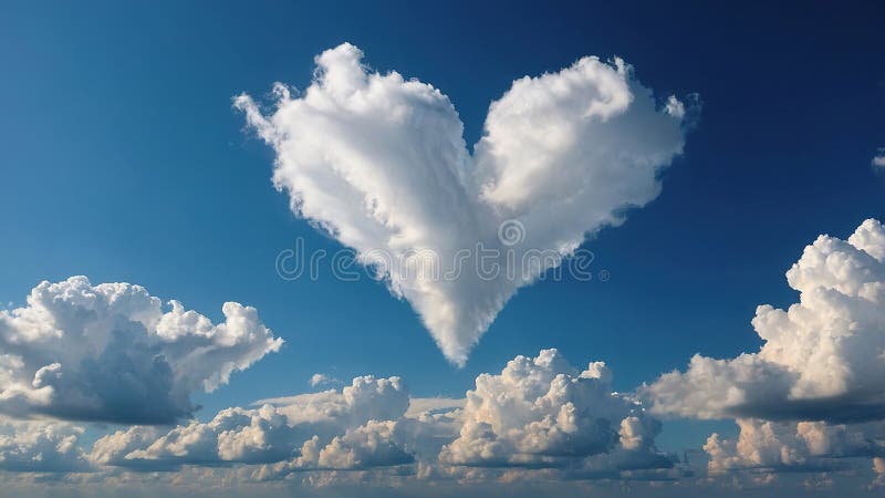 Heart-Shaped Cloud Formation Creates Scenic Beauty Over Clear Blue Sky ...