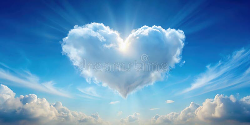 Heart-shaped Cloud Formation with Sun Rays Piercing through, Serene ...