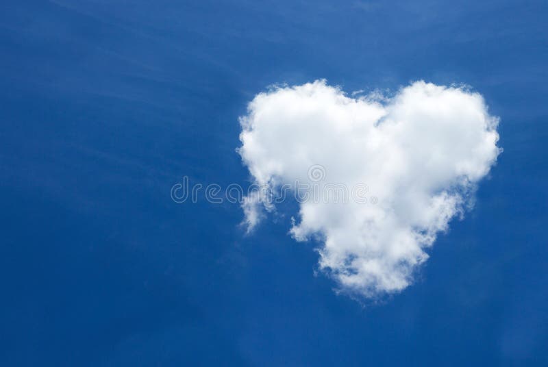 Heart Shaped Cloud Isolated on Blue Sky Background. Stock Photo - Image ...
