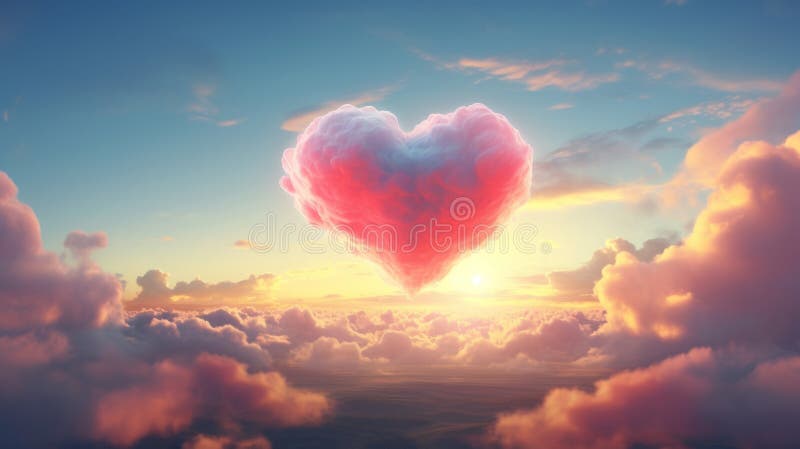 Heart Shaped Cloud. Romantic Love Background Stock Photo - Image of ...