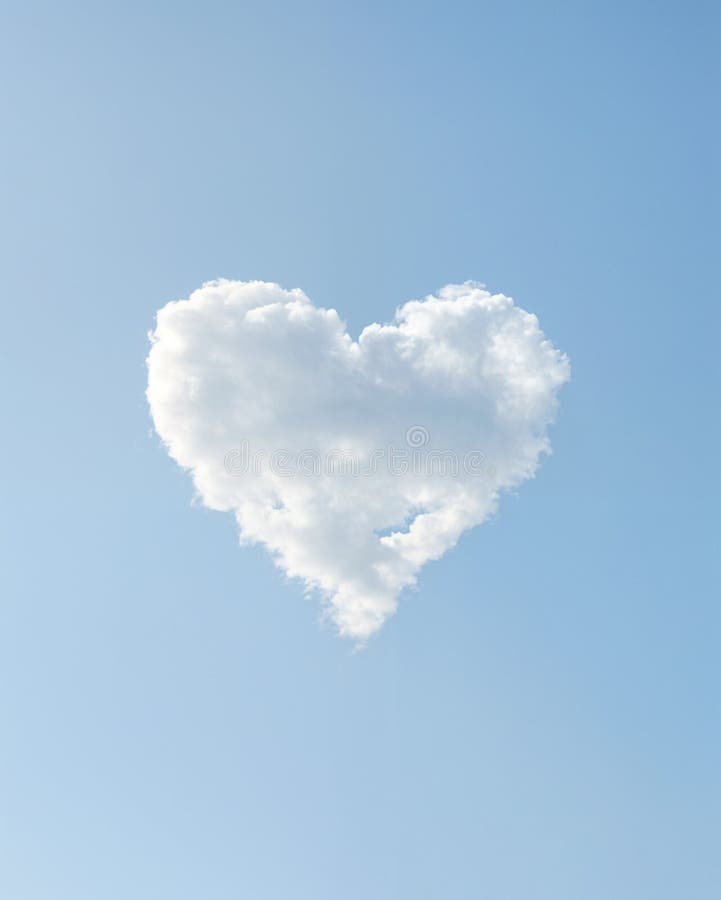 A Heart Shaped Cloud is in the Sky - Generated by Ai Stock Illustration - Illustration of blue ...