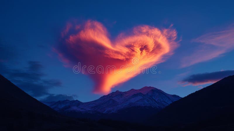 Heart-Shaped Cloud at Sunset Against a Pastel Sky Stock Photo - Image ...