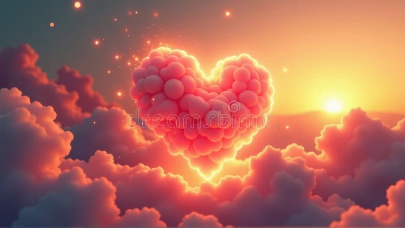 Heart-Shaped Cloud at Sunset in a Pastel-toned Sunset Sky Stock ...