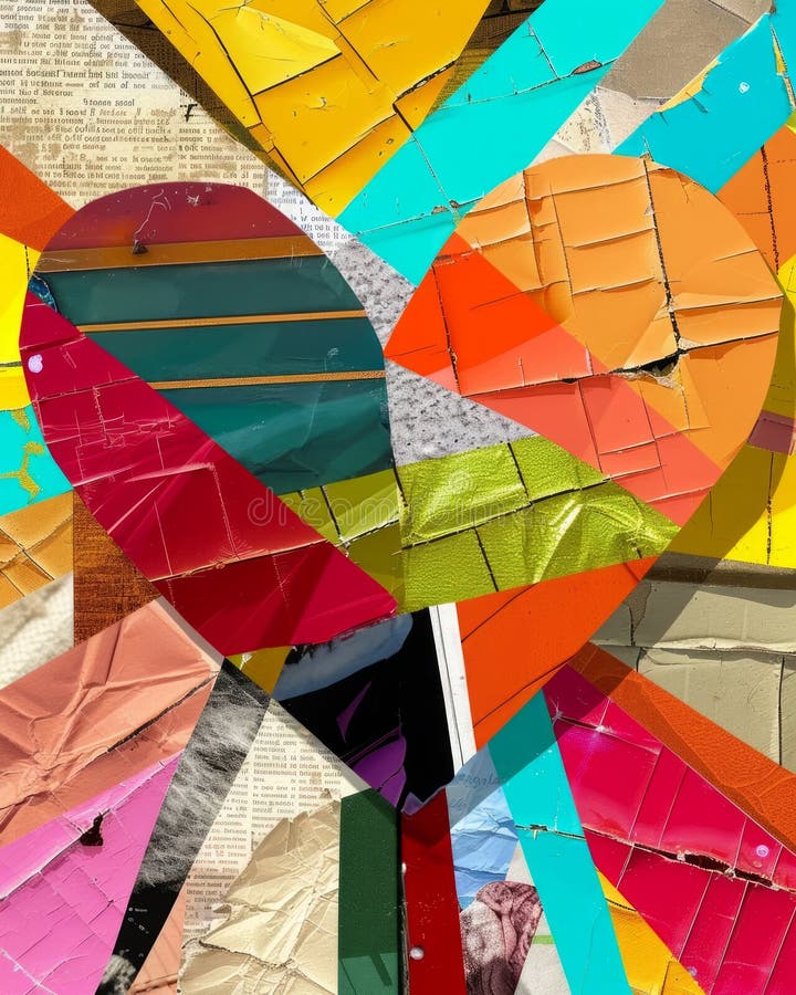 A Heart Shaped Collage of Various Articles, Modern Collage Art Stock ...