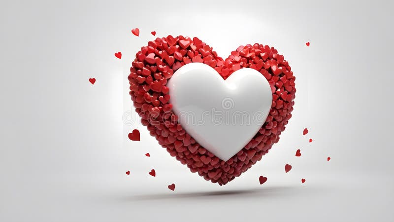 Heart Shaped Composition with Red and White Elements, Romantic 3D Heart ...