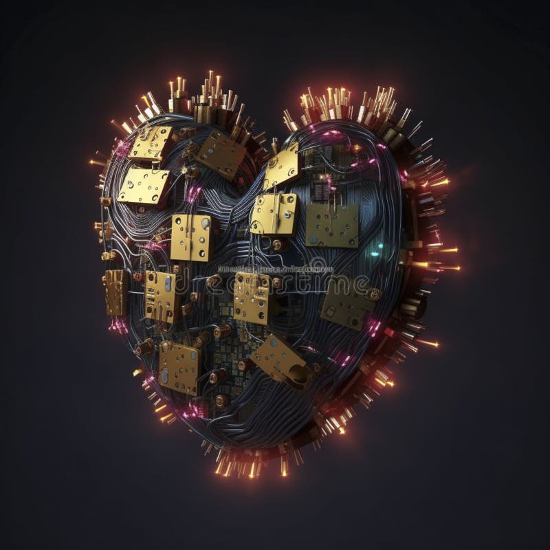 A Heart-shaped from Computer Chips and Cables, Symbolizing ...