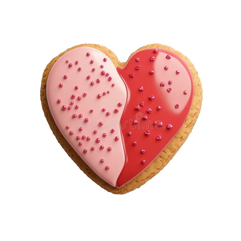 Heart-shaped Cookie Decorated with Pink and Red Icing and Sprinkles ...