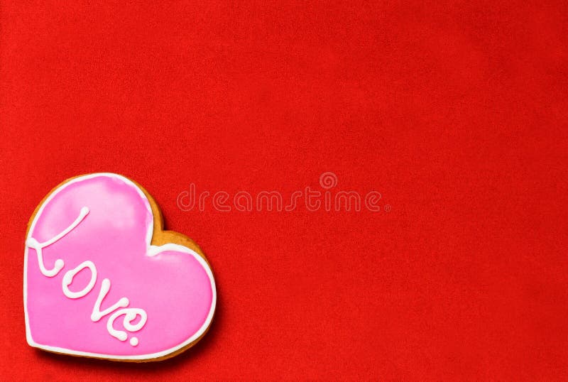 Heart Shaped Cookie on Red Carpet Texture Stock Image - Image of ...
