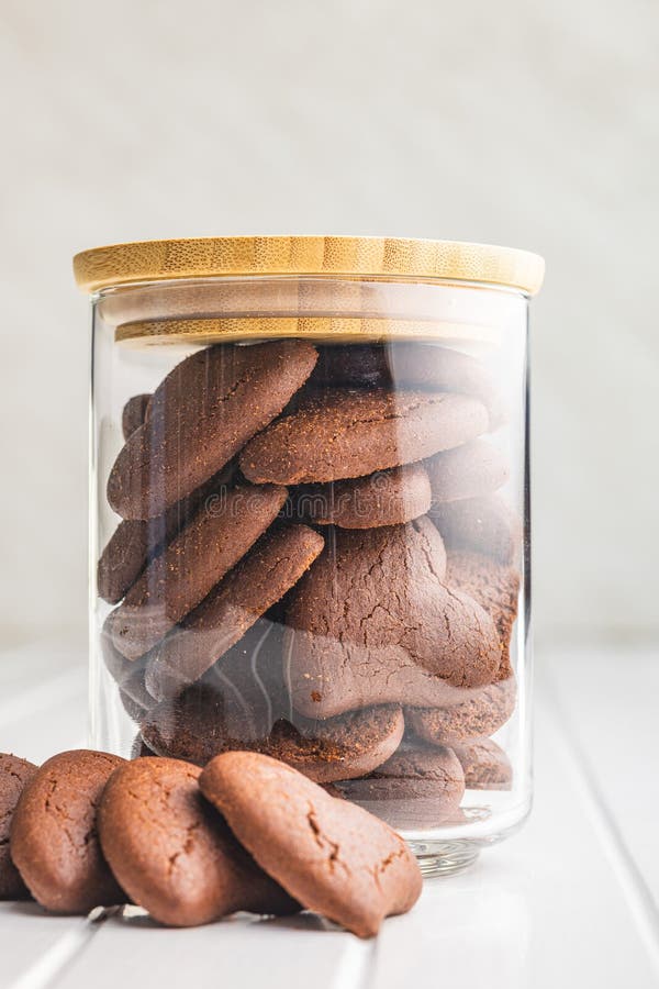 Heart Shaped Cookies in Jar on White Table Stock Photo - Image of food ...