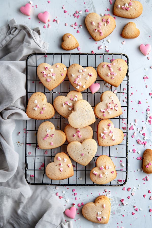 Heart shaped cookies stock illustration. Illustration of pastry - 342206193